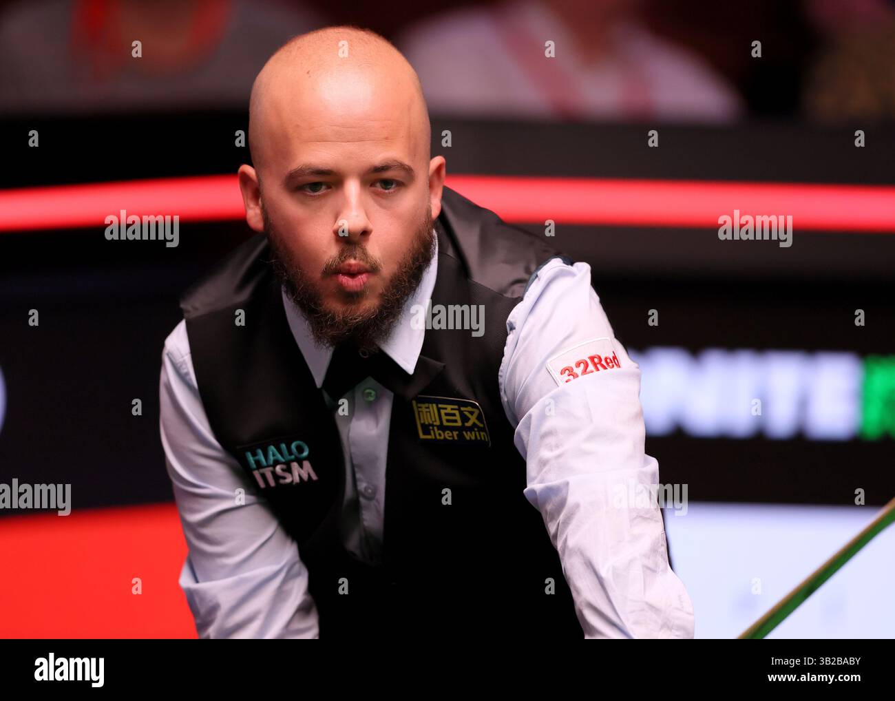 Luca Brecel during his match against Ding Junhui (not pictured) during ...