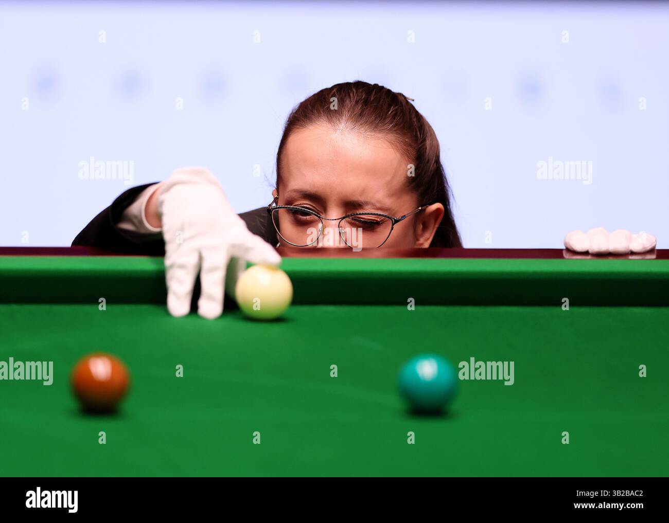 Referee Desislava Bozhilova during day nine of the Halo World Snooker ...