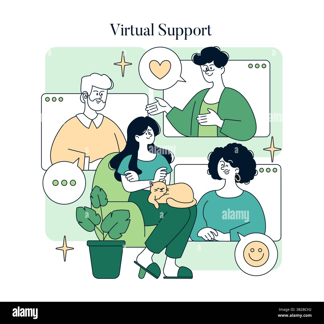 National Mental Health Awareness concept. Group of people in virtual ... National Mental Health Awareness concept. Group of people in virtual ...