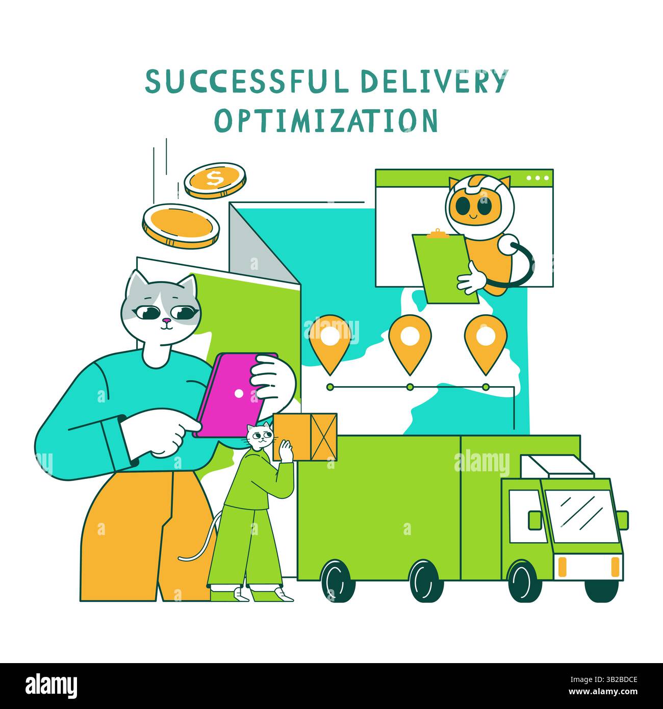 Business Cat concept. Engaging illustration depicting a cat using ...