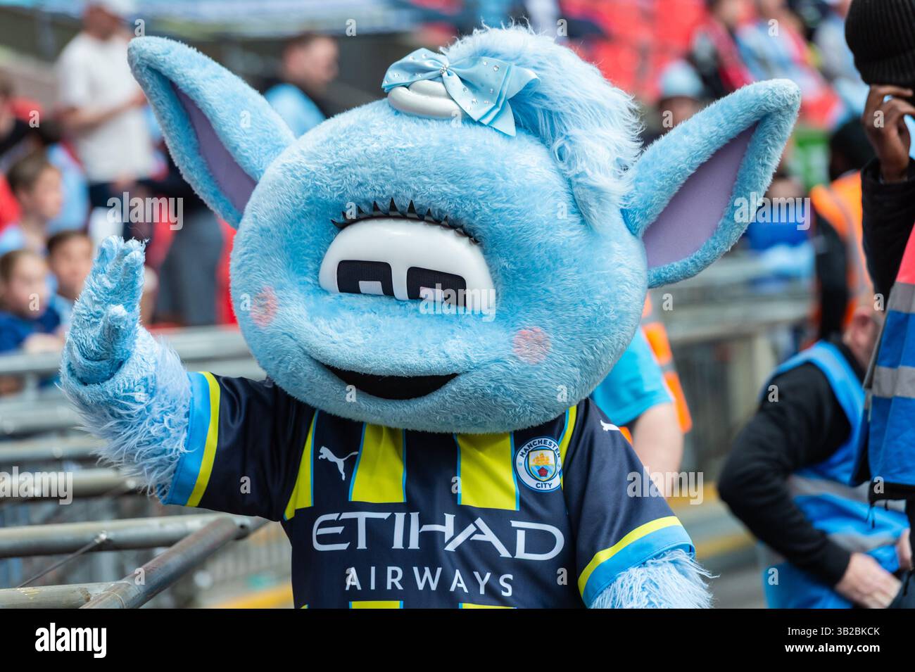 London, England on 27 April 2025. A Manchester City mascot ahead of the ...