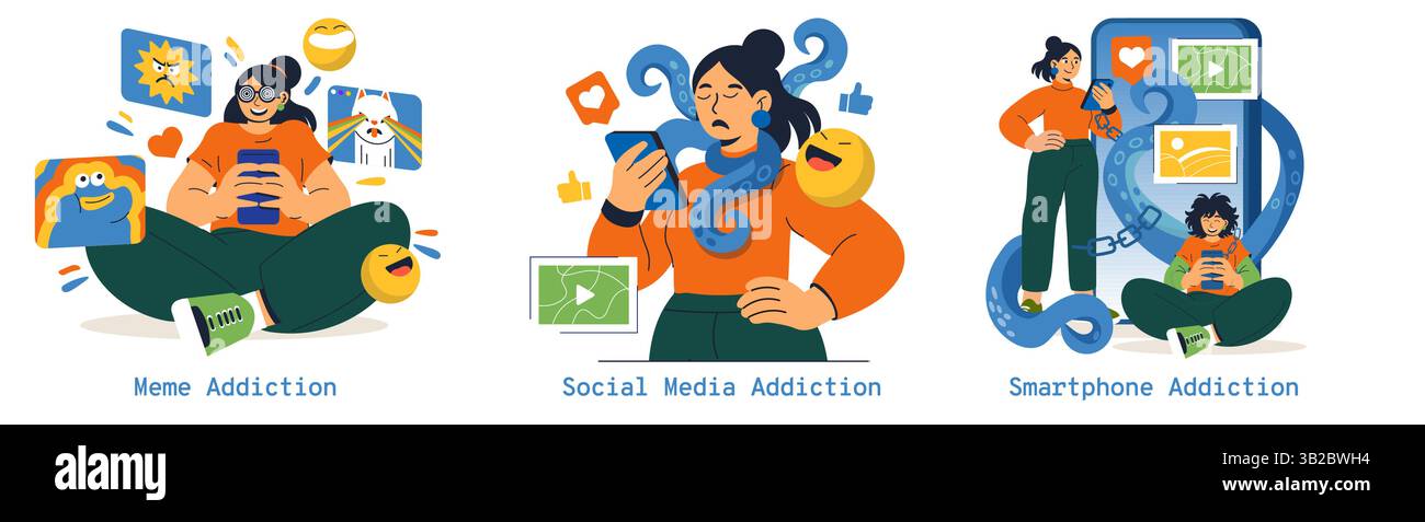 Brain Rot concept. Explores the impact of digital addiction on daily ...