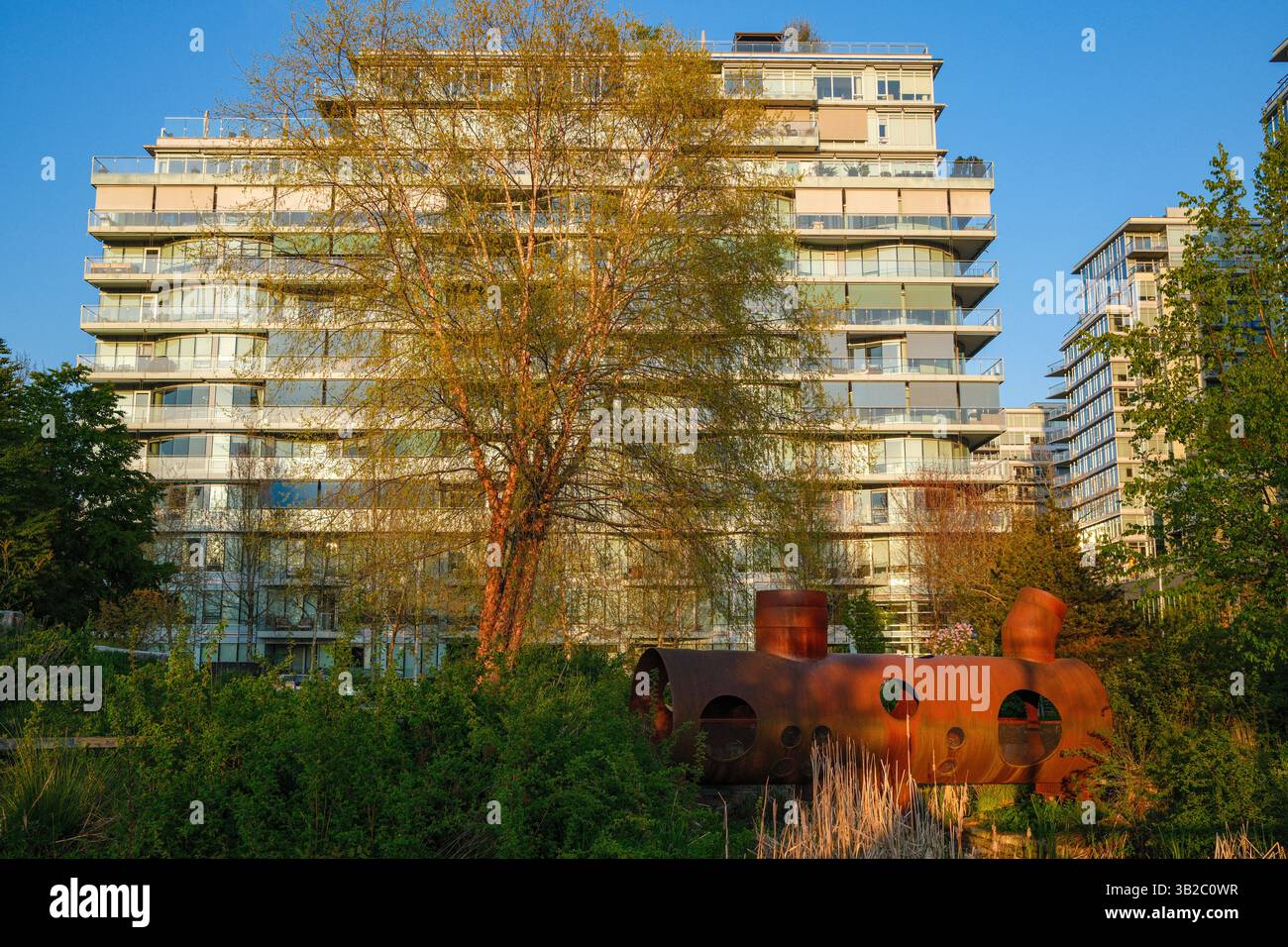 Spring scenes at Hinge Park in Olympic Village, Vancouver, BC Stock ...
