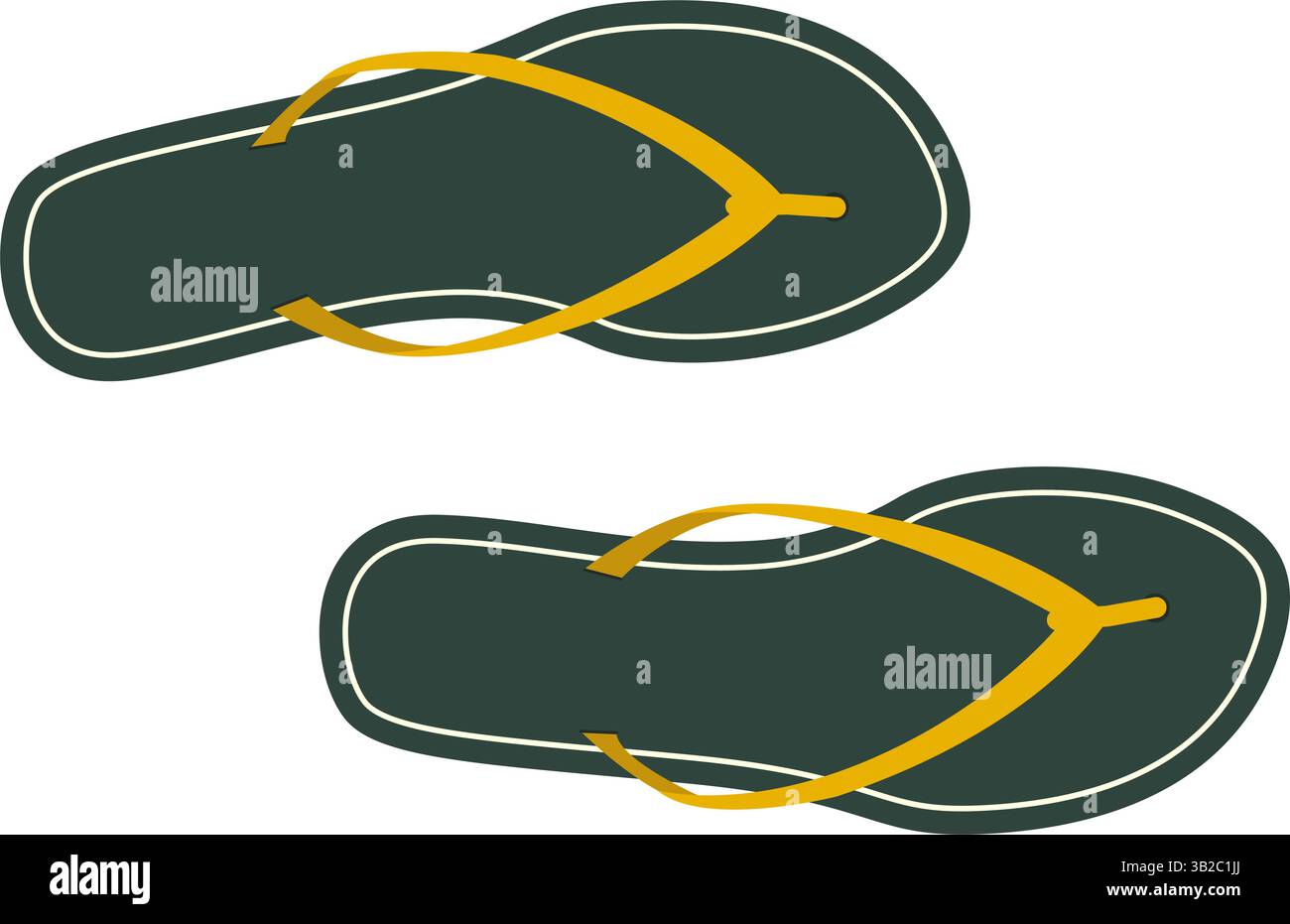 Flip flops green simple summer beach for resort. Pair of shoes for leisure. Vector element for ...