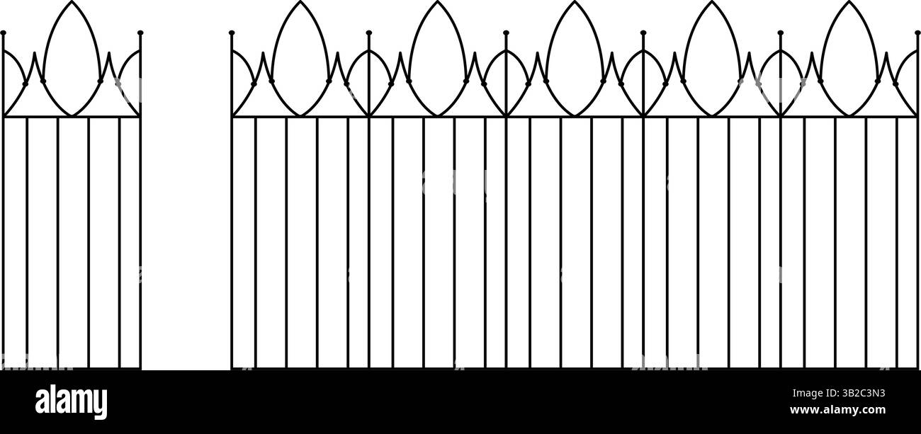 Iron gate for window and door. Vintage graceful vertical grid ...