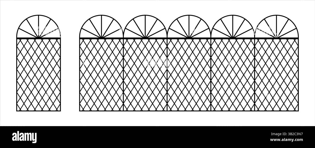 Iron gate for window or door. Vintage graceful vertical grid silhouette ...