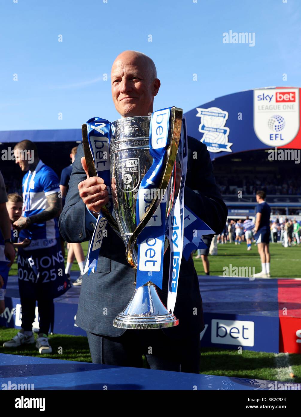 Birmingham City chairman Tom Wagner with the Sky Bet League One trophy ...