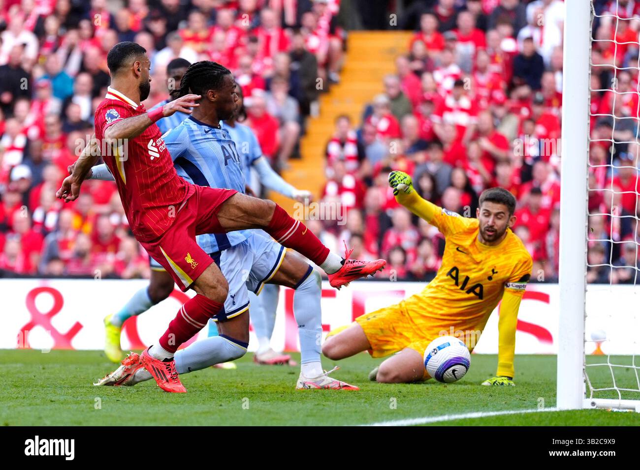 Tottenham Hotspur's Destiny Udogie scores Liverpool's fifth goal of the ...