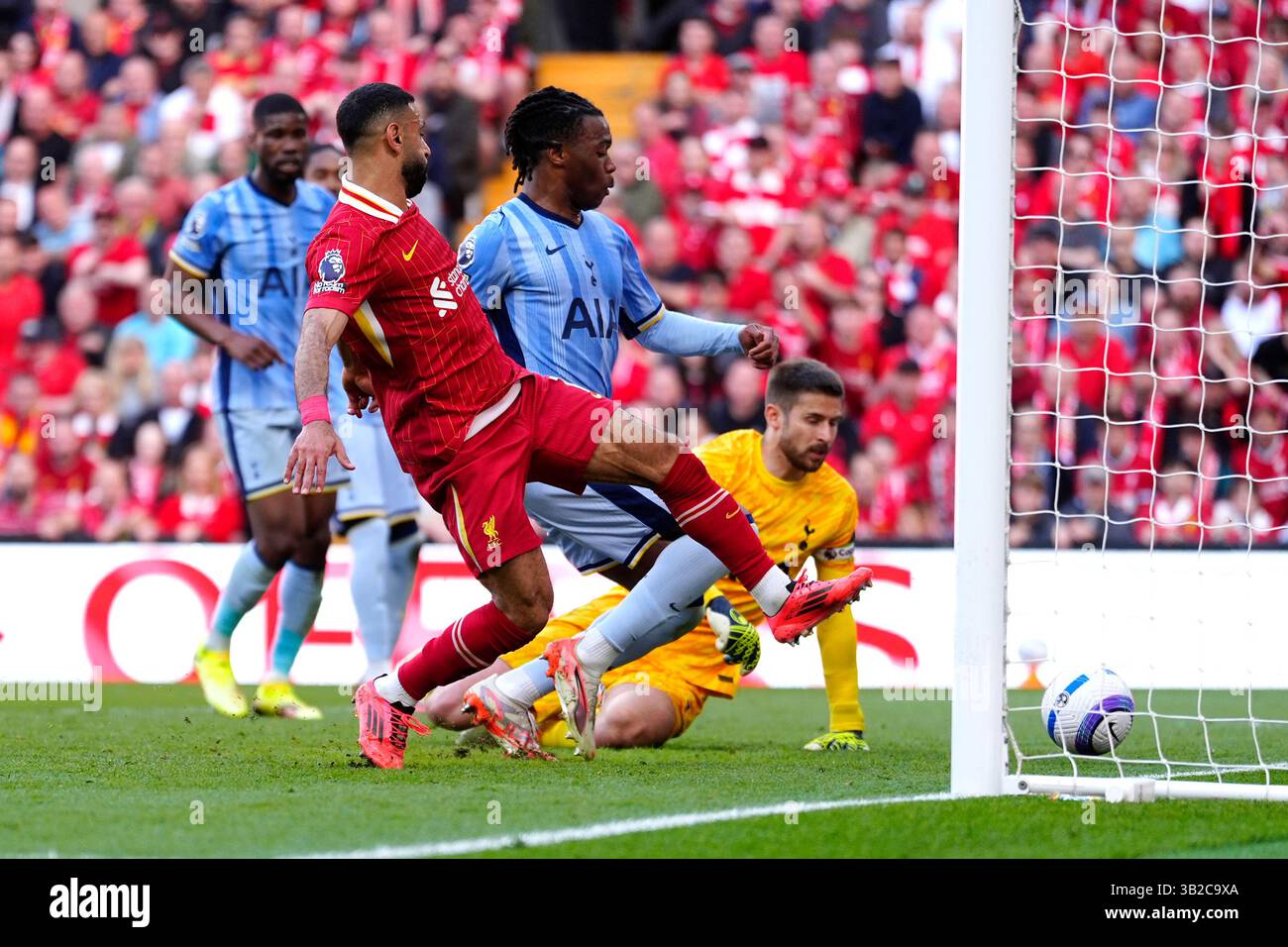 Tottenham Hotspur's Destiny Udogie scores Liverpool's fifth goal of the ...
