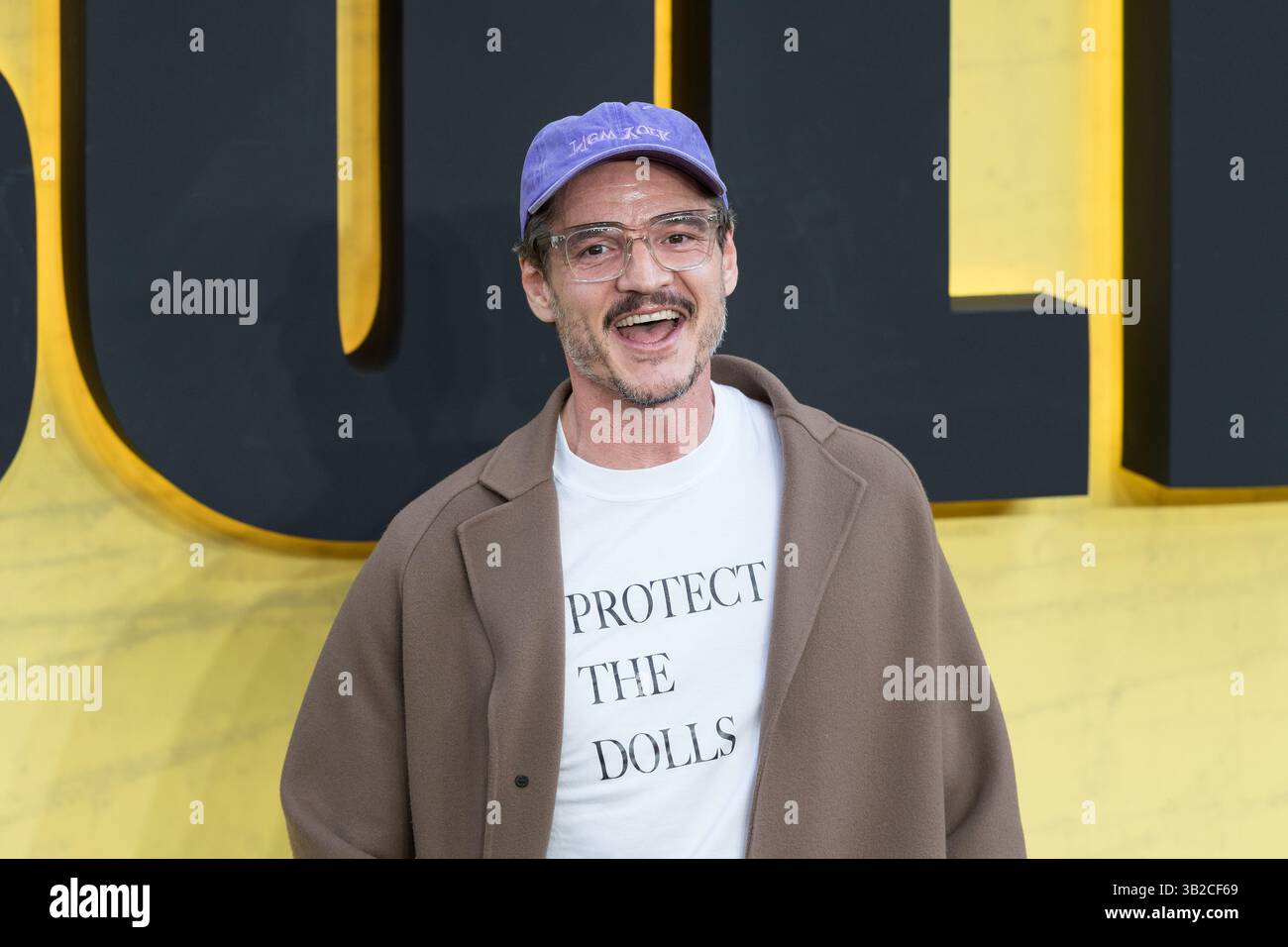 London, UK. 22nd April, 2025. Pedro Pascal wears a t-shirt with a ...