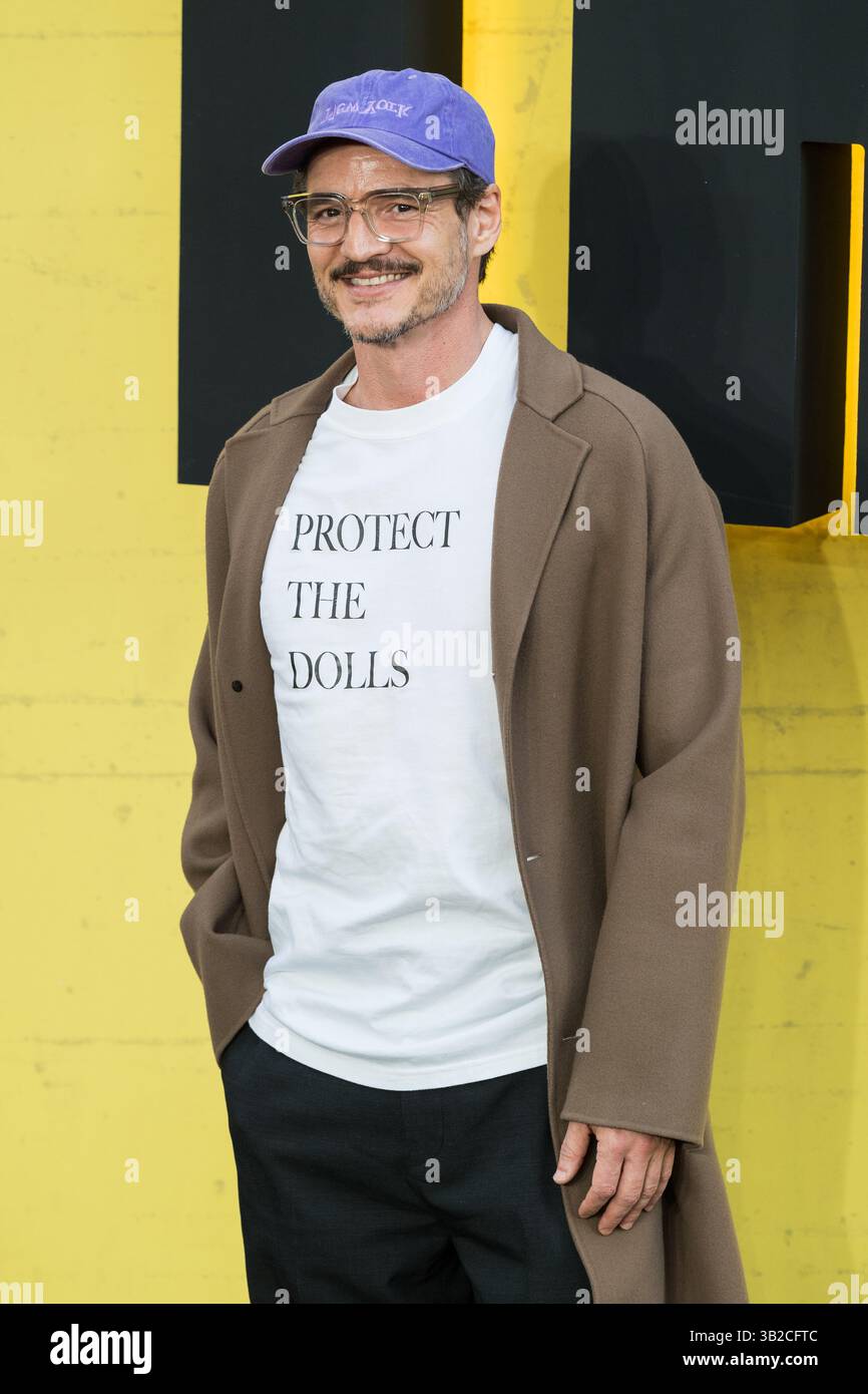 London, UK. 22nd April, 2025. Pedro Pascal wears a t-shirt with a ...