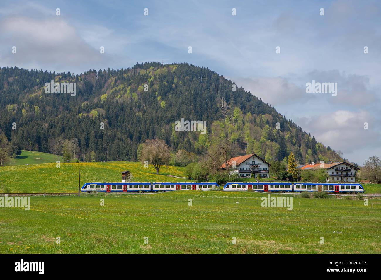 Ein Zug der Bayerischen Oberlandbahn BRB zwischen Schliersee und ...
