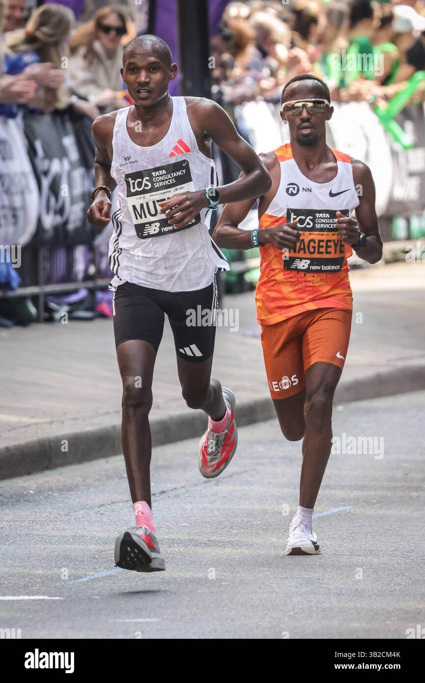 London, UK. 27th Apr, 2025. Alexander Mutiso Munyao, later third placed ...