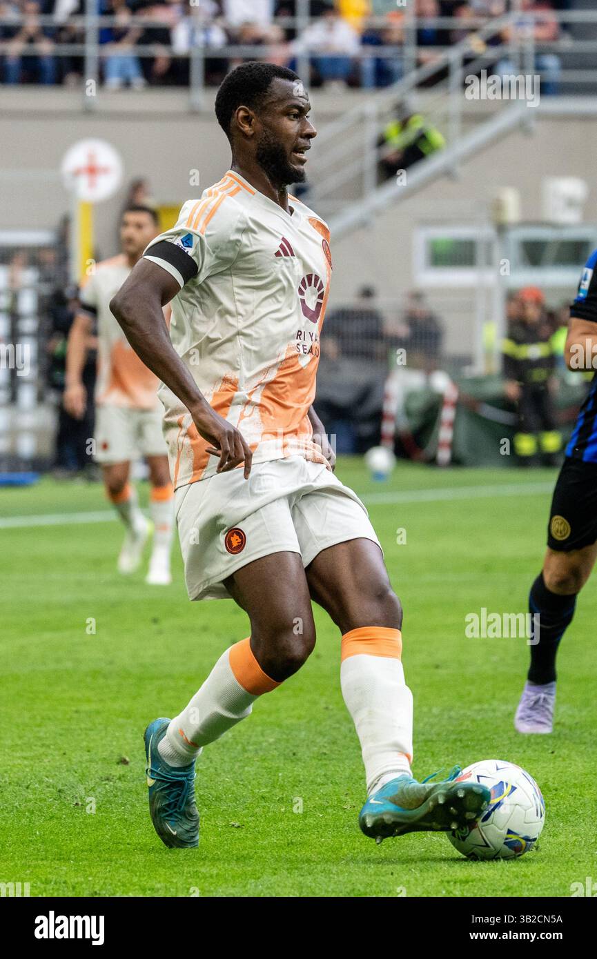 Evan N'Dicka Roma during serie A match FC Internazionale vs Roma ...