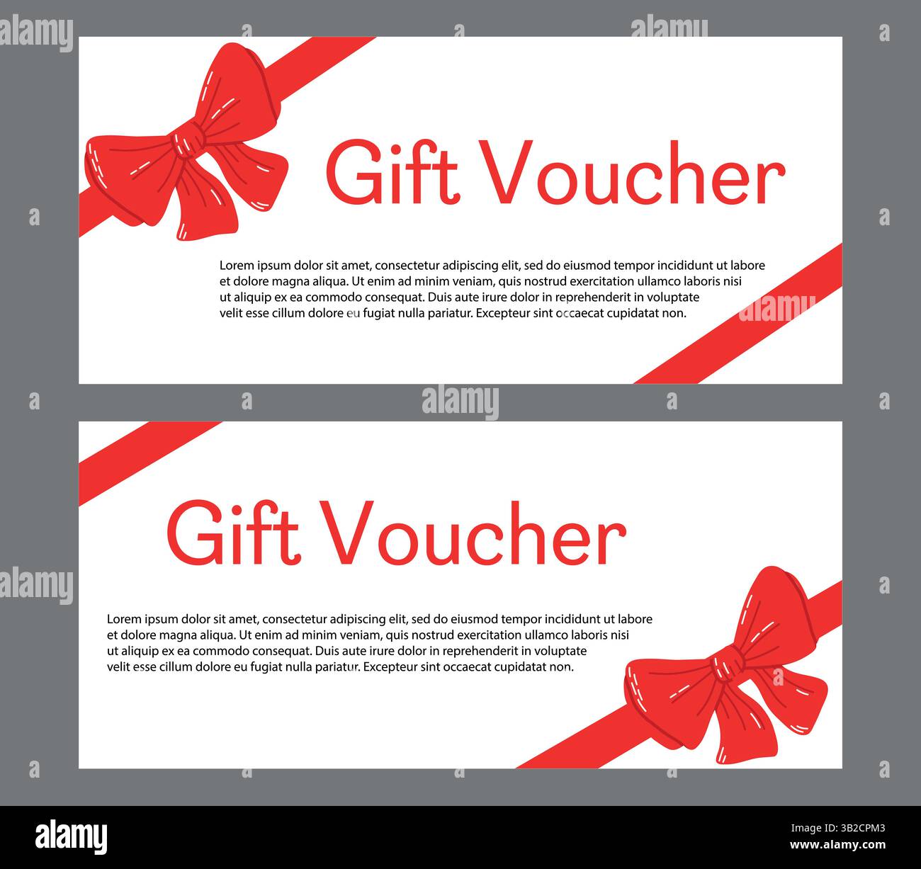 Elegant Gift Voucher Design with Red Bow and Ribbon Accents Stock ...