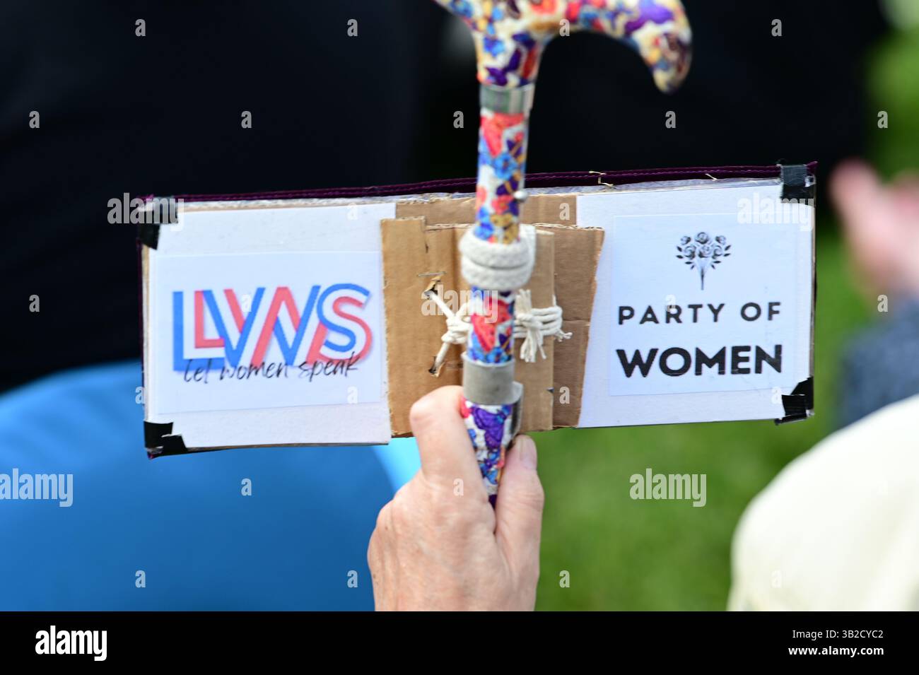 LONDON, ENGLAND - APRIL 27 2025: A rally for women 'Let women speak ...