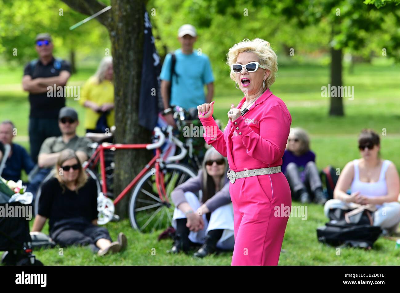 LONDON, ENGLAND - APRIL 27 2025: Speaker Kellie-Jay Keen-Minshull aka ...