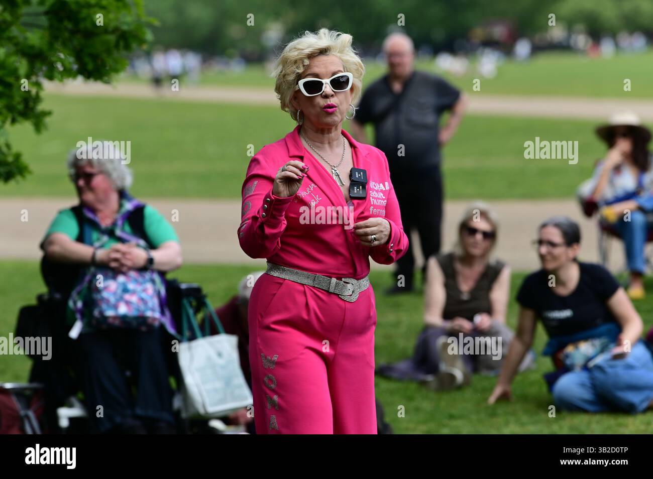 LONDON, ENGLAND - APRIL 27 2025: Speaker Kellie-Jay Keen-Minshull aka ...