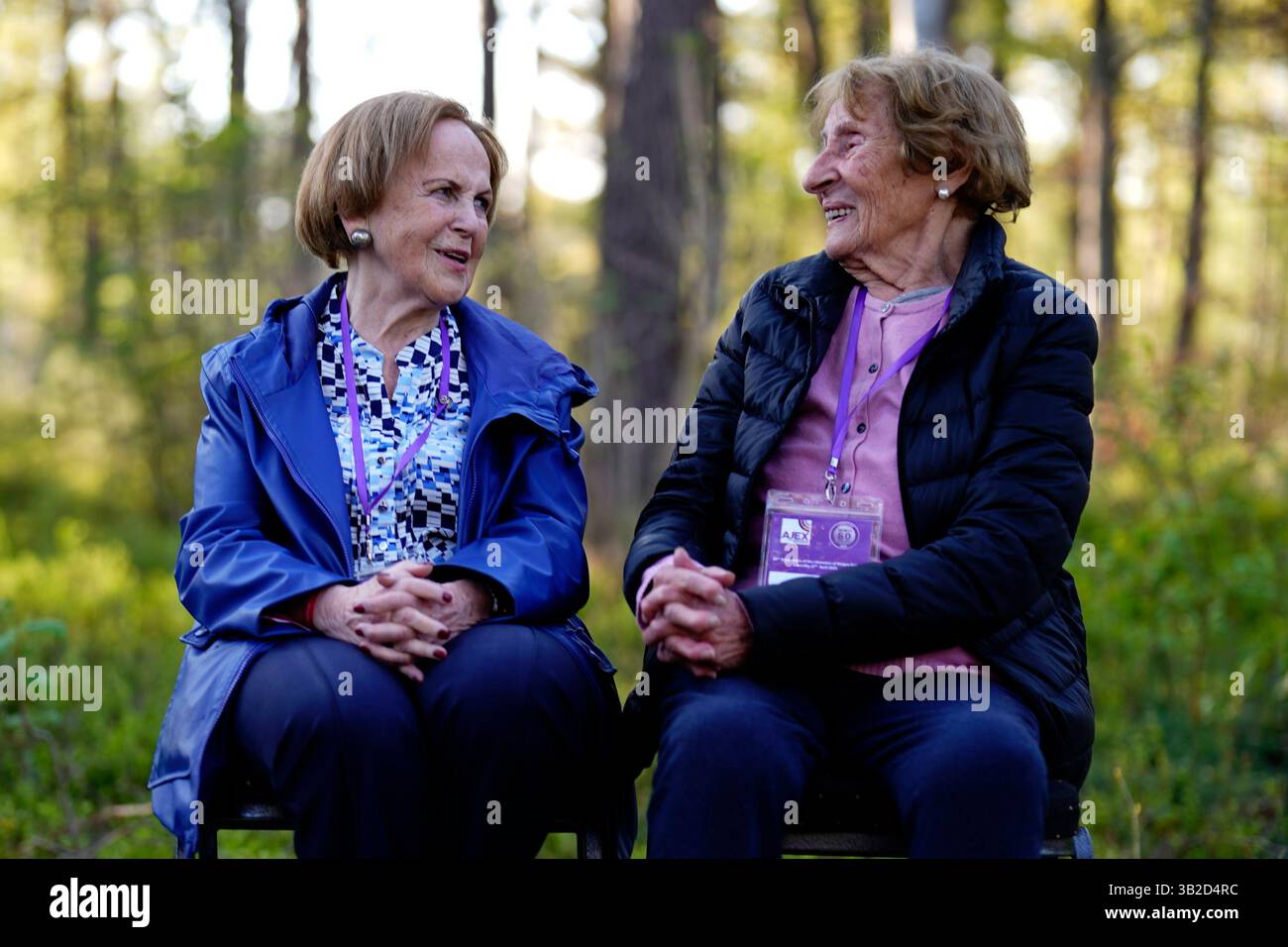 Holocaust survivors Mala Tribich (left), and Susan Pollack, sit ...