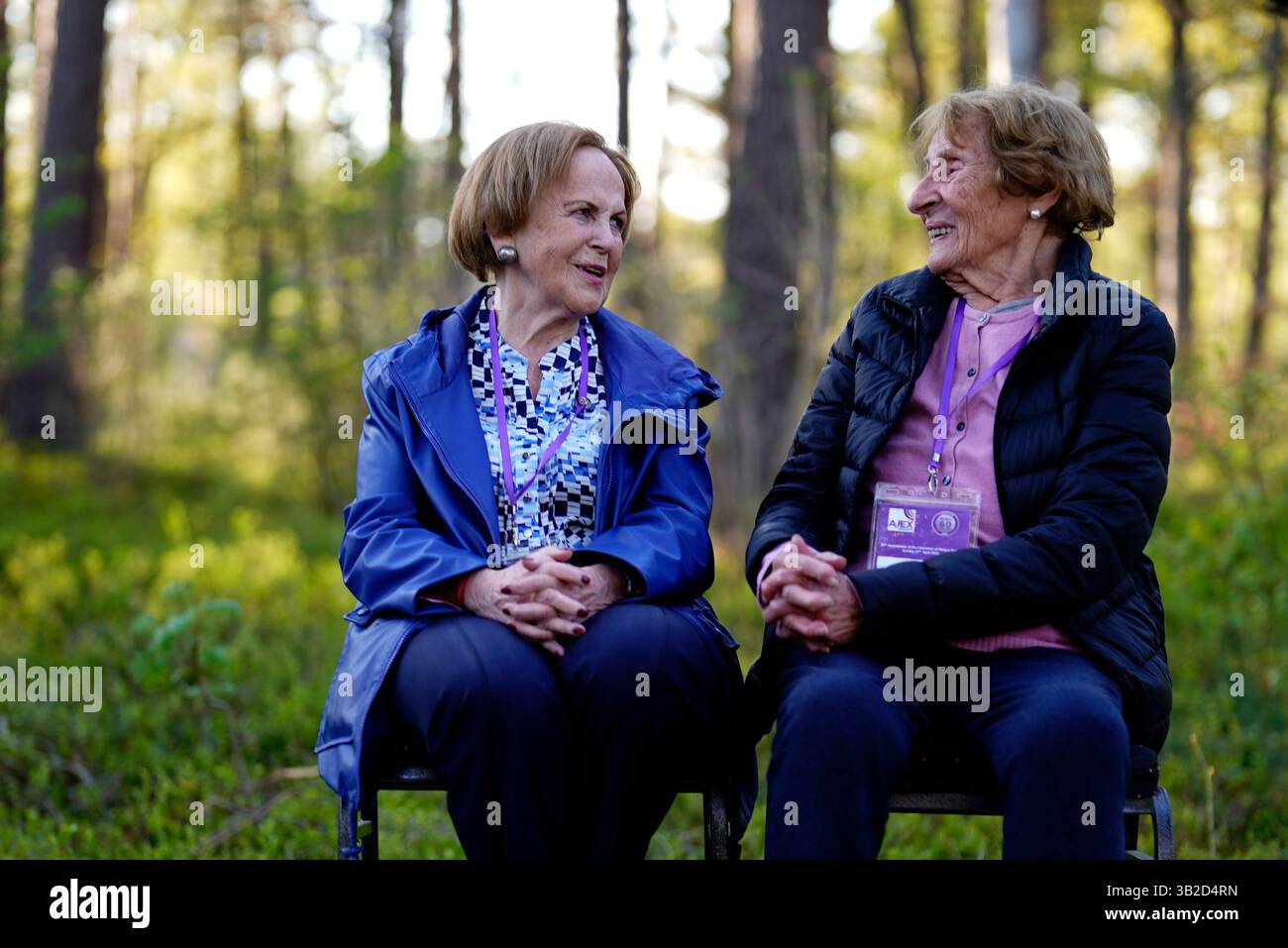 Holocaust survivors Mala Tribich (left), and Susan Pollack, sit ...