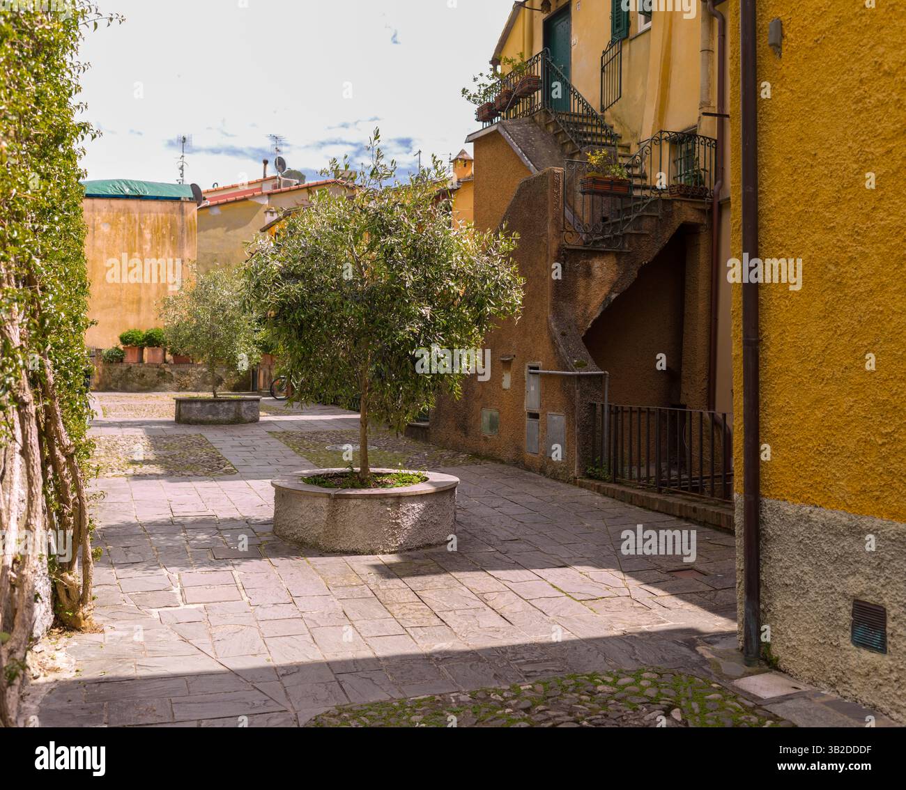 Portofino, Italy - April 26, 2025: In a small inner square with two ...