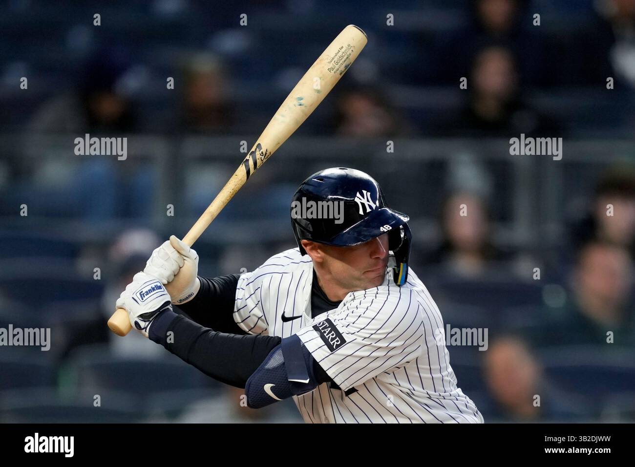 New York Yankees' Paul Goldschmidt at bat during a baseball game ...