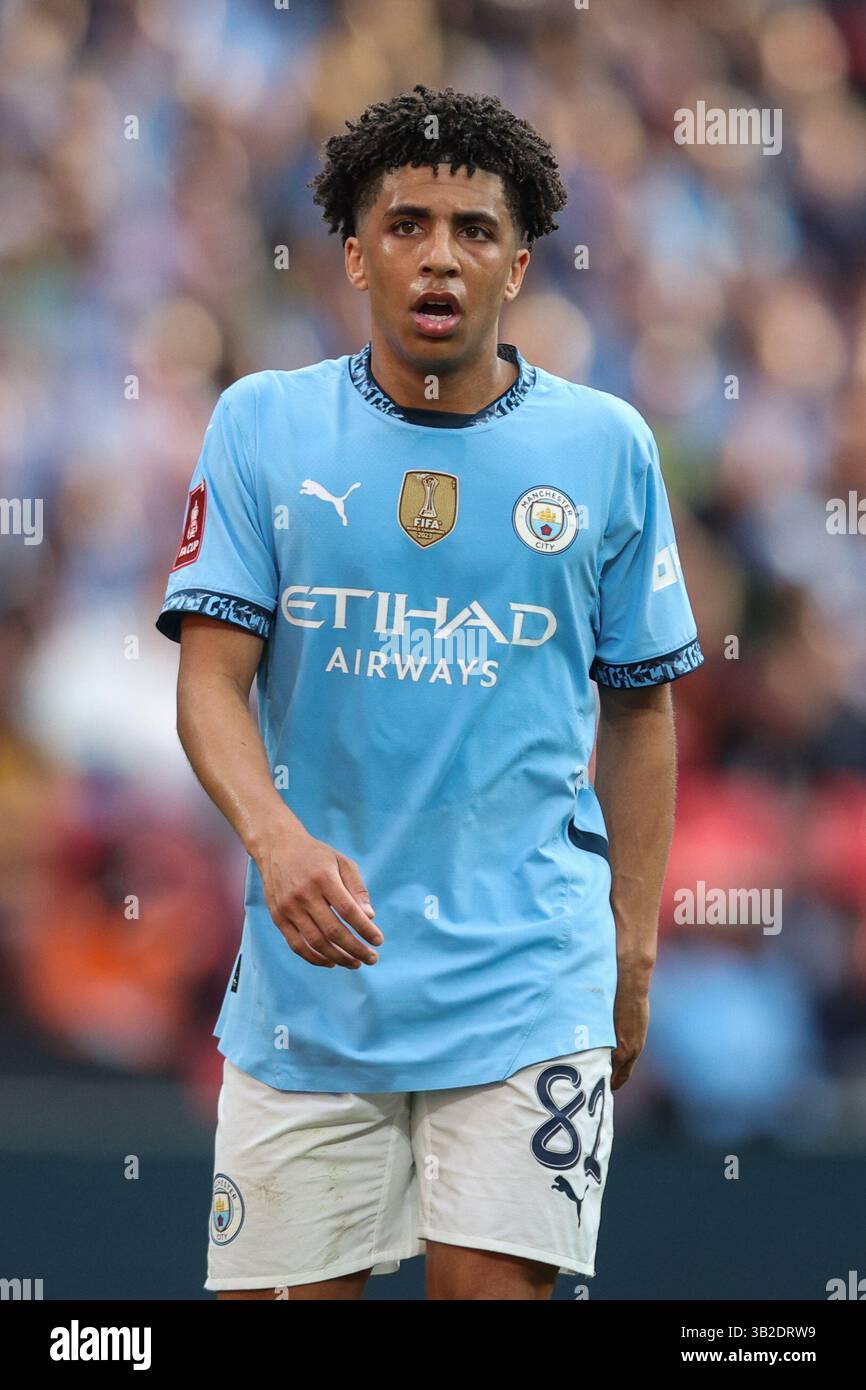 LONDON, UK - 27th Apr 2025: Rico Lewis of Manchester City during the ...