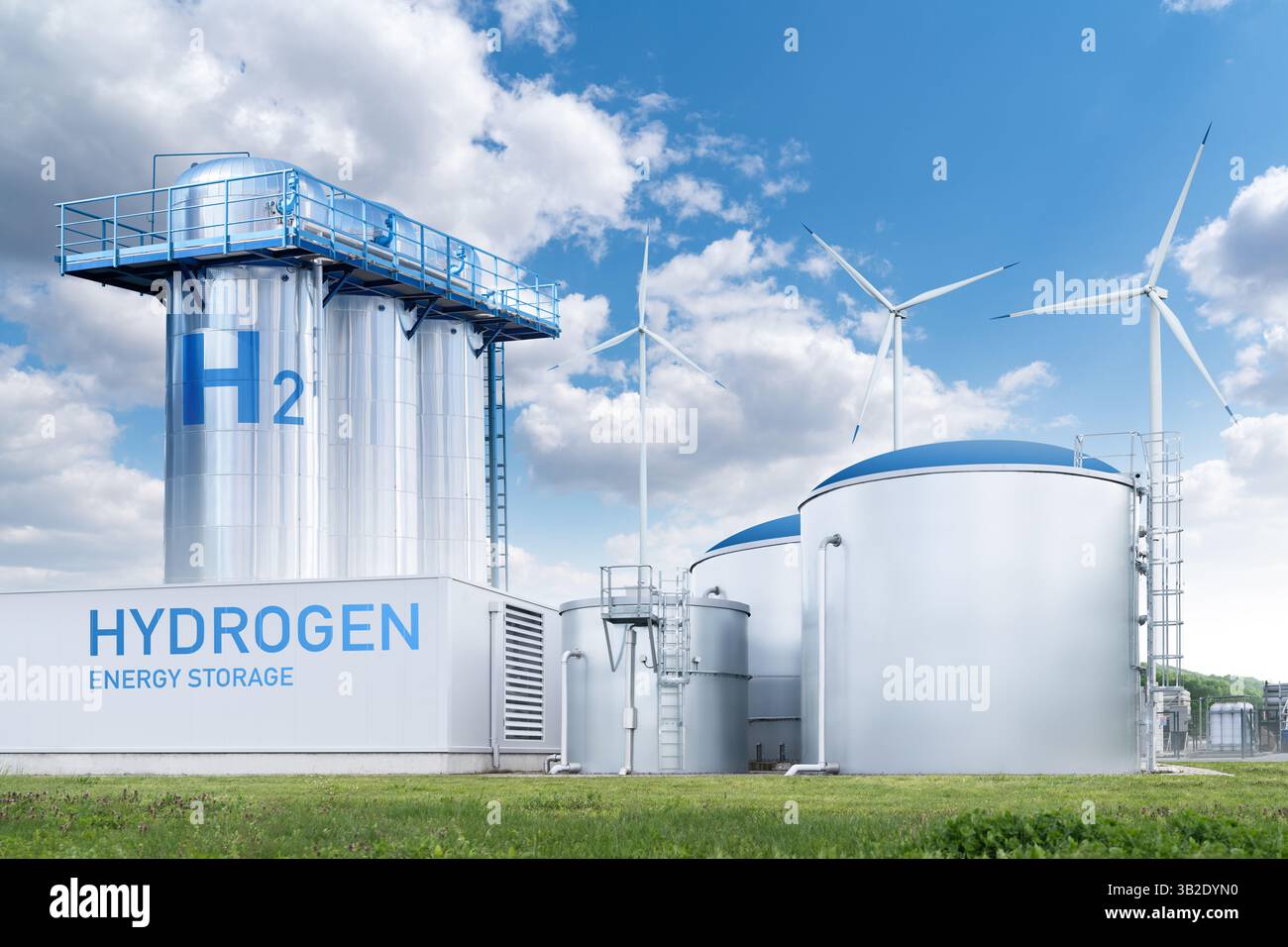 Green hydrogen factory concept. Hydrogen production from renewable ...