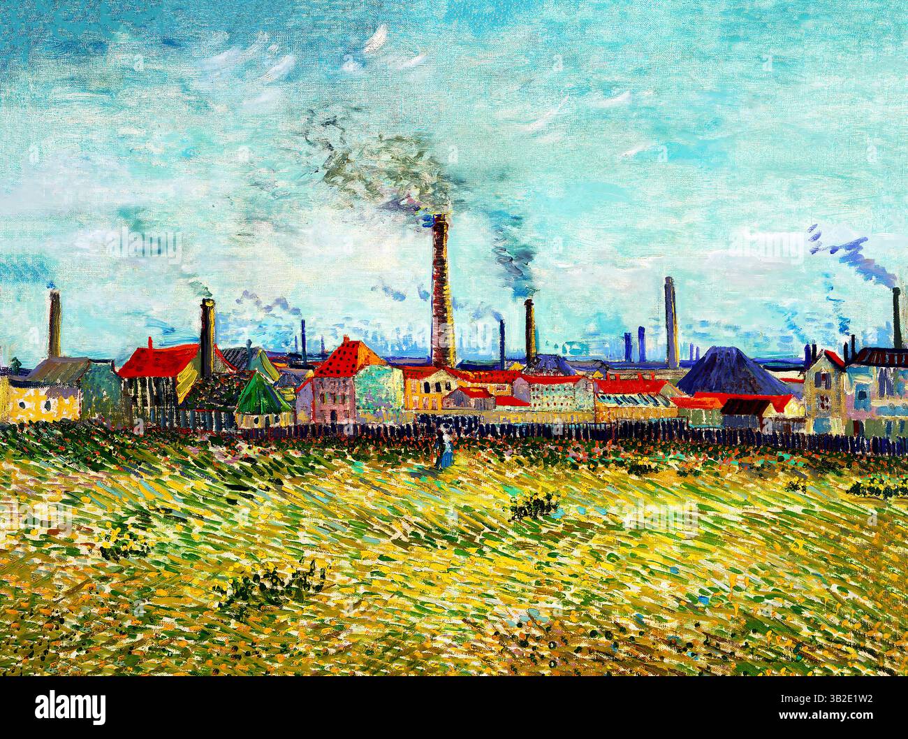 Painted 1887 near Paris. Van Gogh's rare factory scene with smokestacks ...