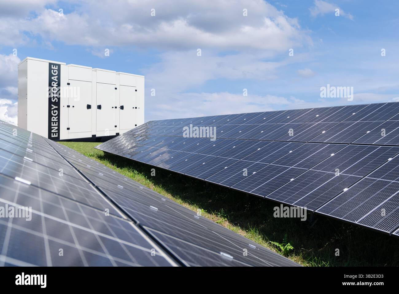 Solar panels with renewable energy storage Stock Photo - Alamy