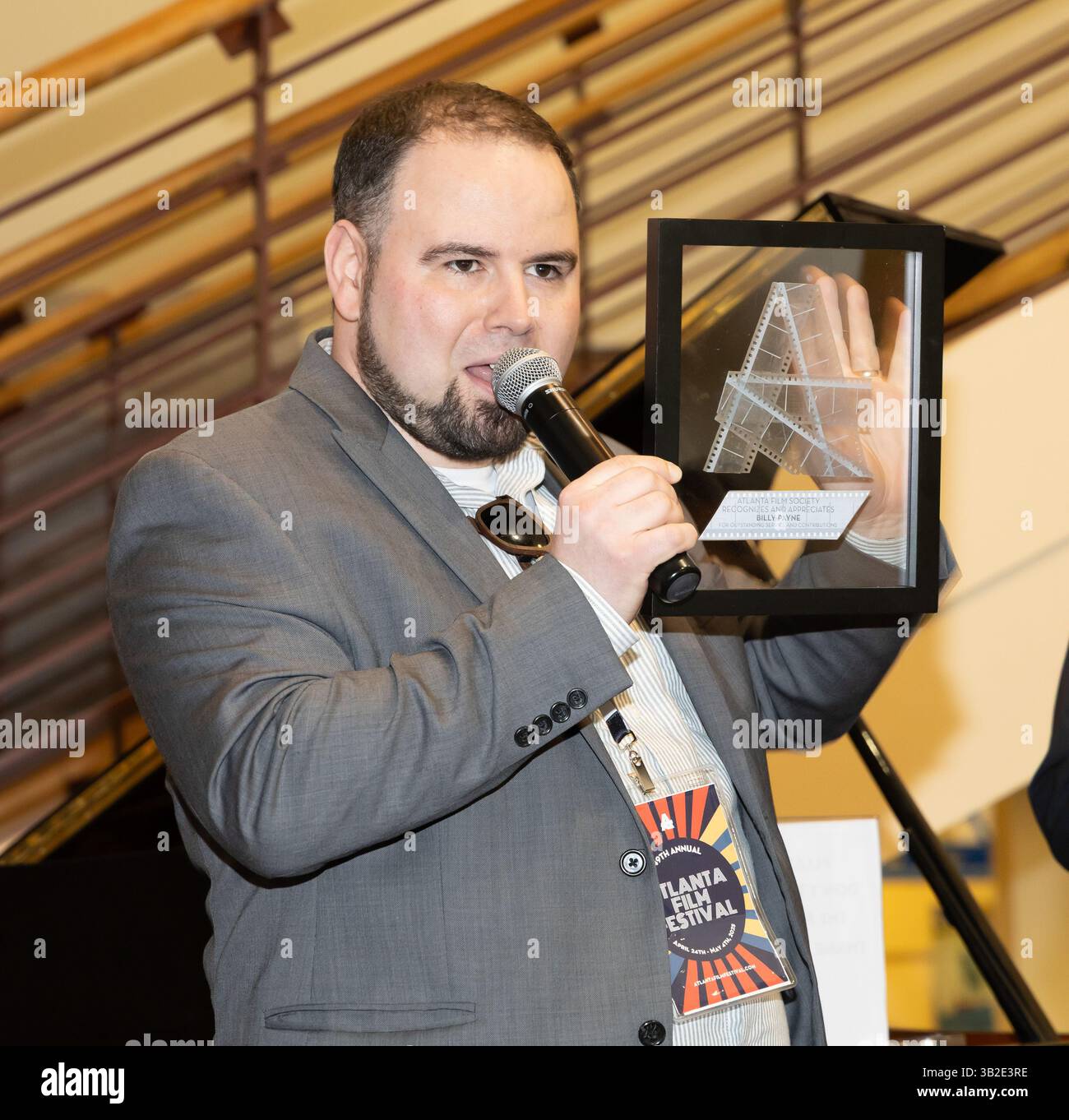 Atlanta, USA. 26th Apr, 2025. Chris Escobar speaks at the Atlanta Film ...