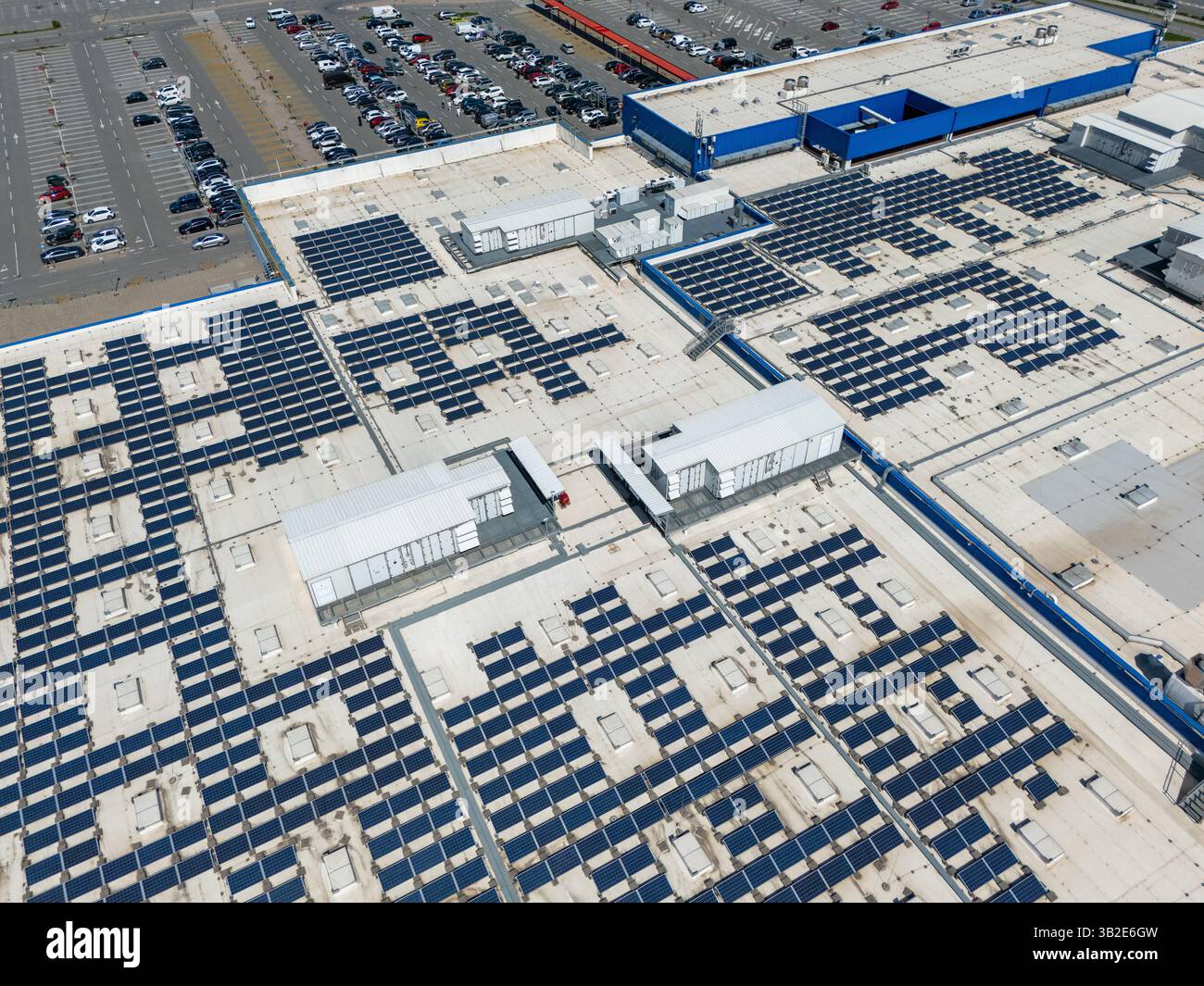 Shopping mall with solar panels on a roof Stock Photo - Alamy
