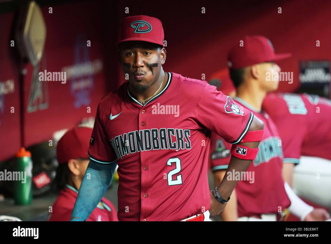 Arizona Diamondbacks shortstop Geraldo Perdomo walks through the dugout ...