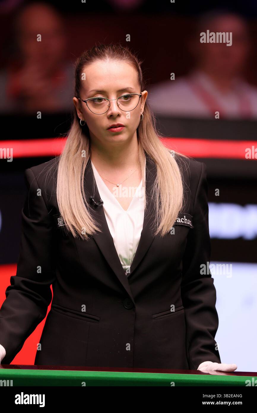 Referee Desislava Bozhilova during day nine of the Halo World Snooker ...