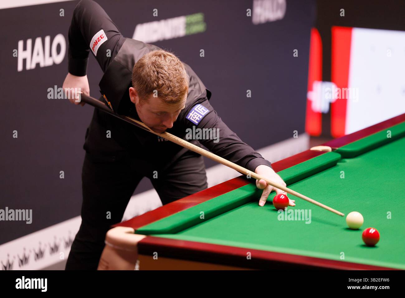 Ben Woollaston during his match against Si Jiahui (not pictured) during ...