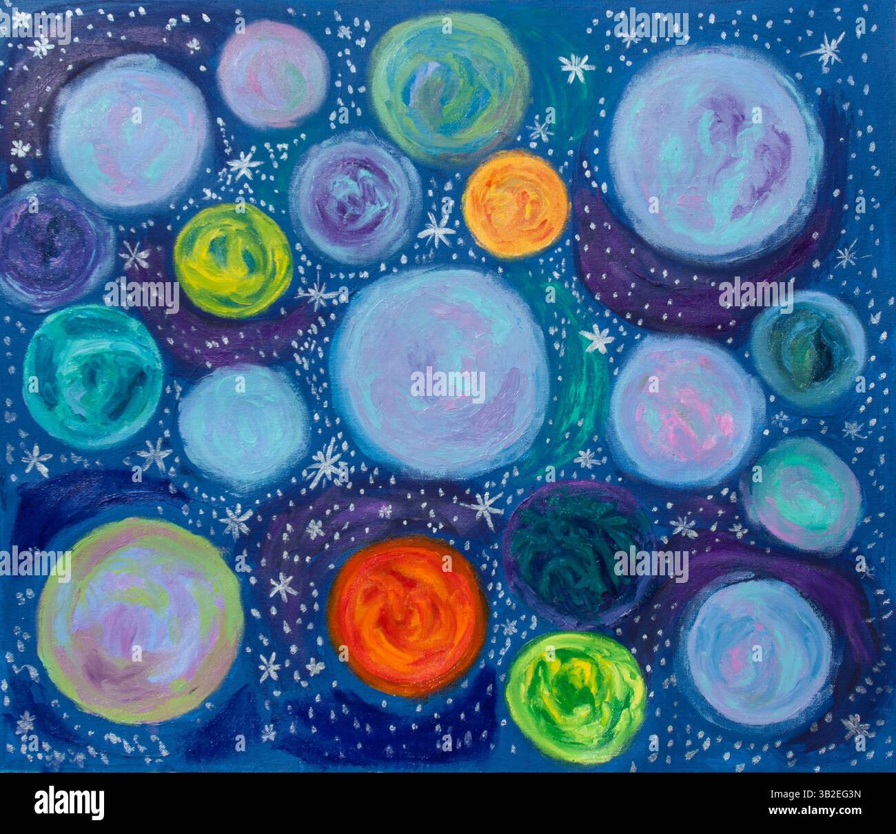 Unknown planets oil painting on canvas Stock Photo - Alamy