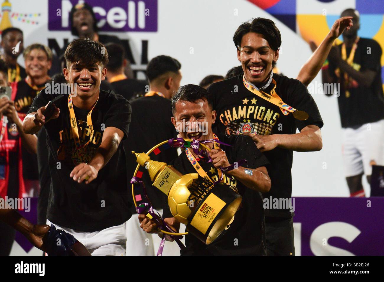 Kathmandu, Bagmati, Nepal. 26th Apr, 2025. Lalitpur C. FC players and ...