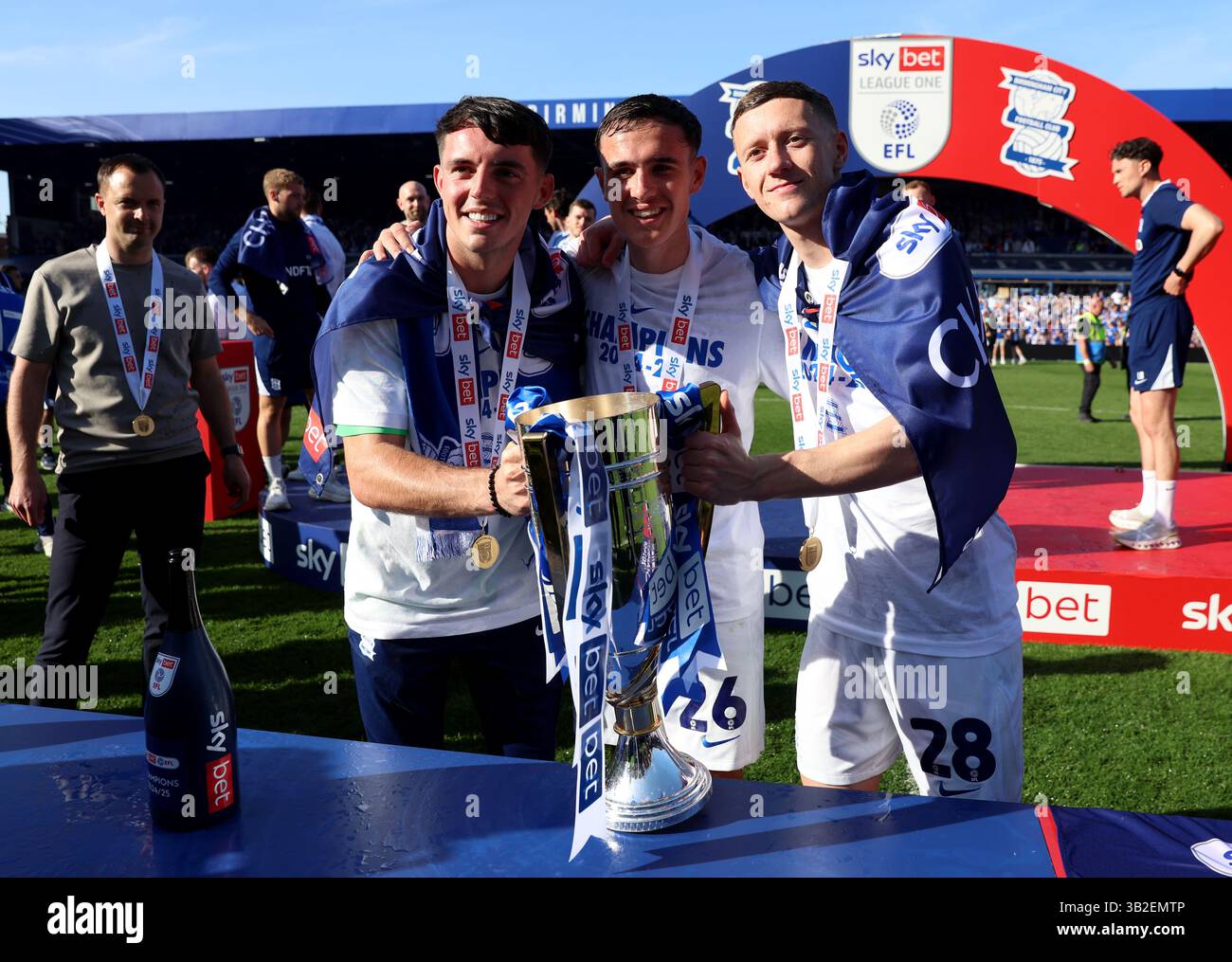 Birmingham City goalkeeper Bradley Mayo (left), Luke Harris (centre ...