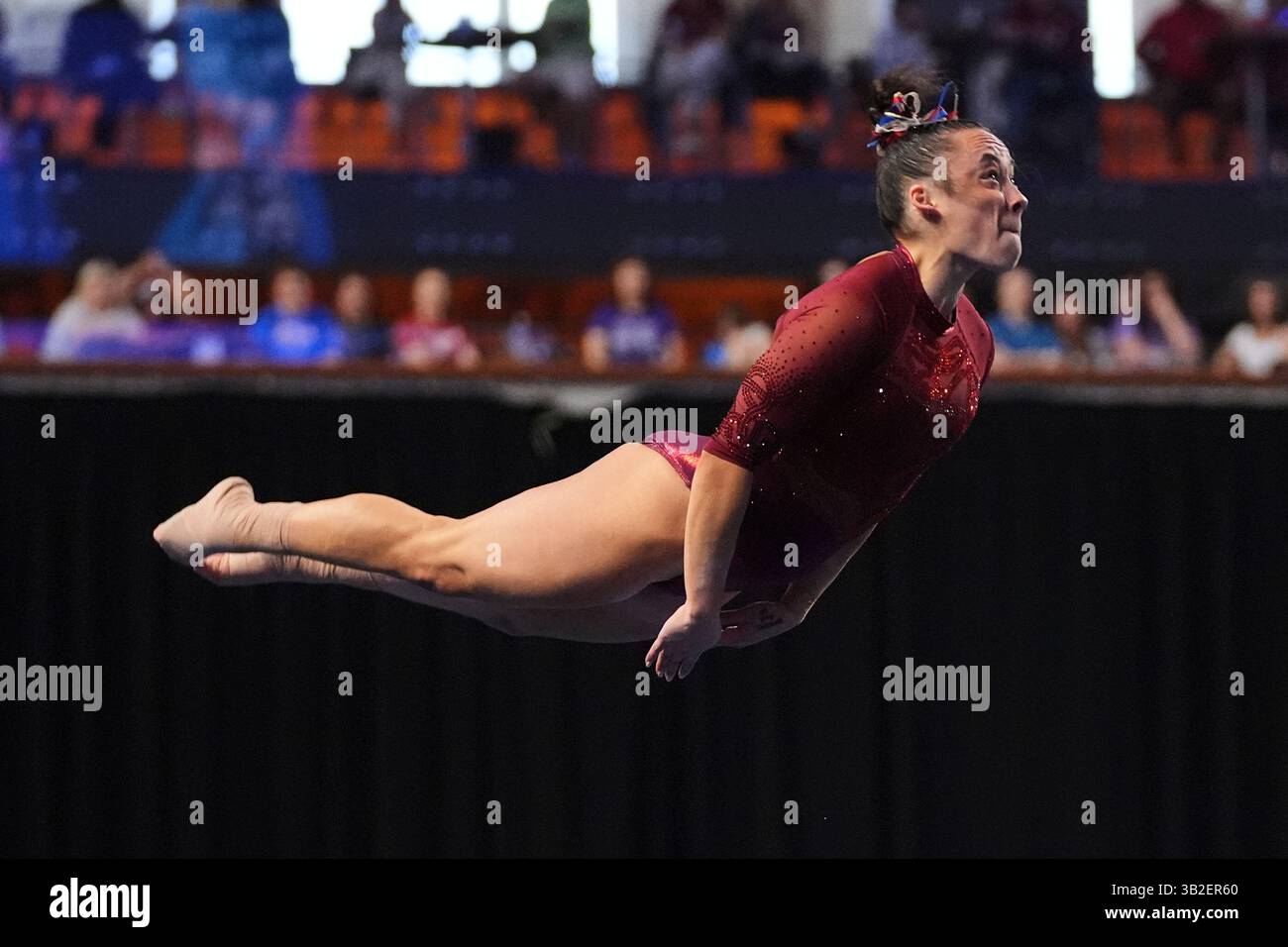 Oklahoma's Faith Torrez competes on the floor excerise during the NCAA ...