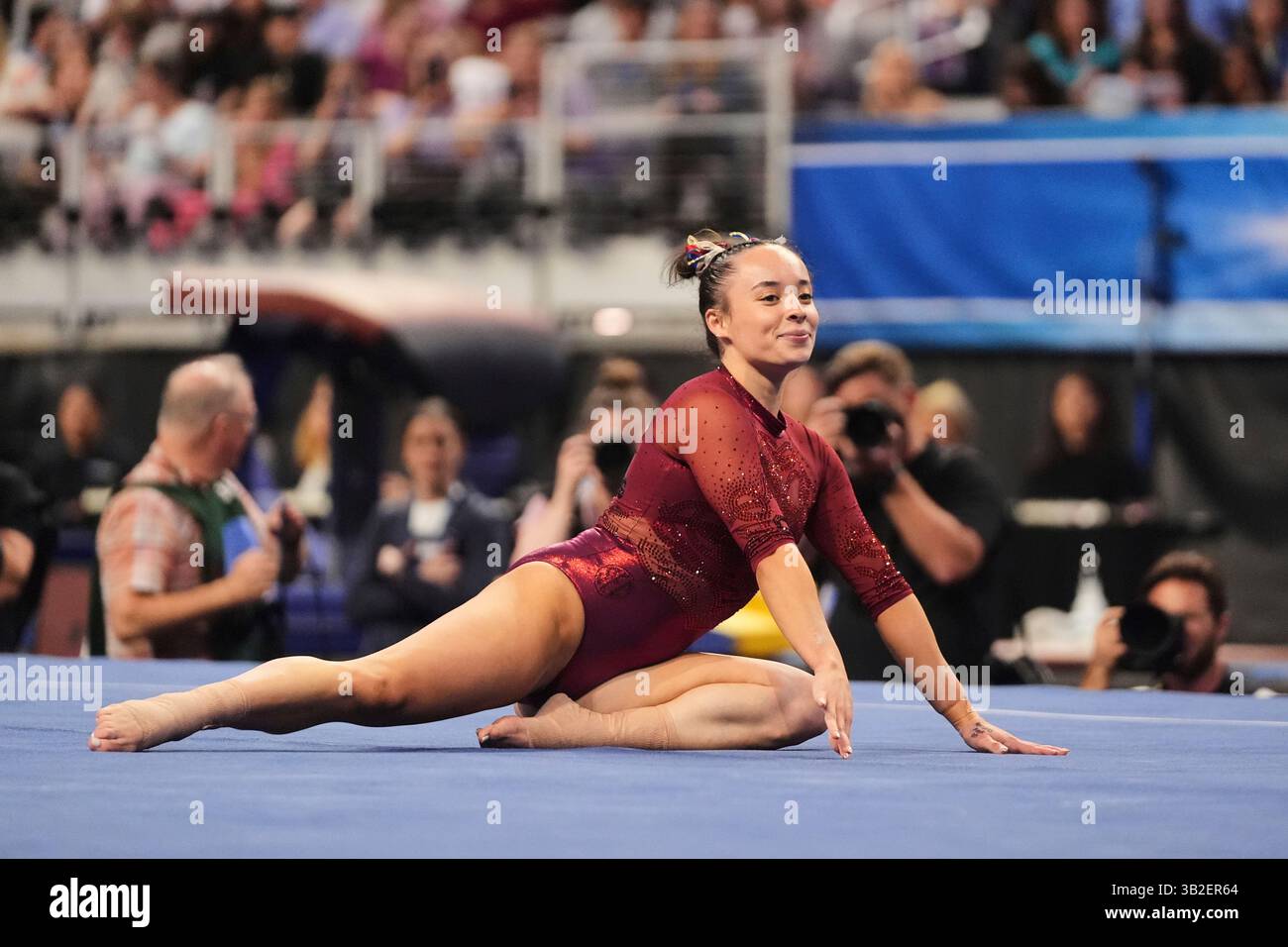 Oklahoma's Faith Torrez competes on the floor excerise during the NCAA ...