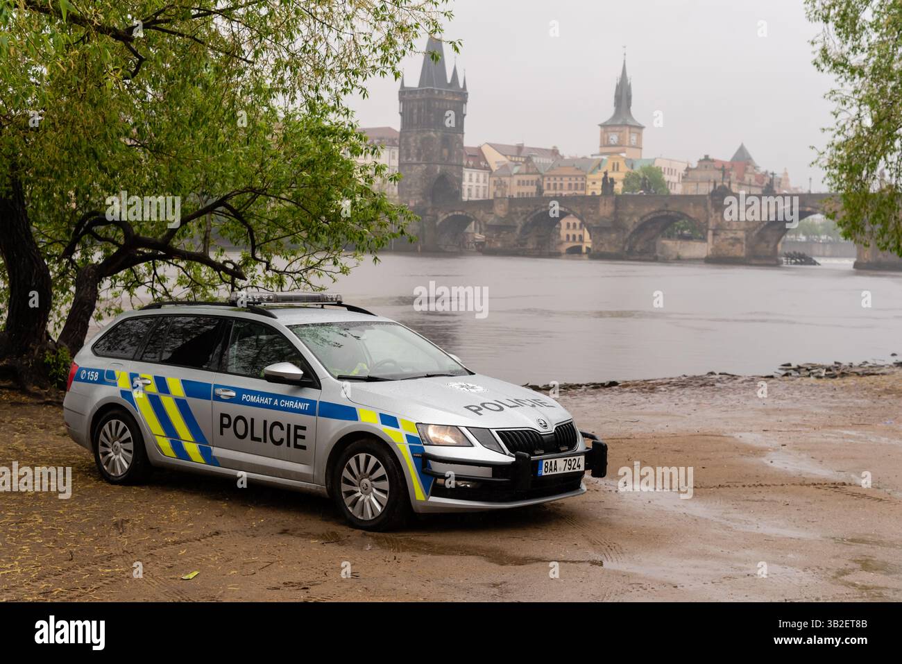 Czech police car with sign policie, which mean police in czech language ...