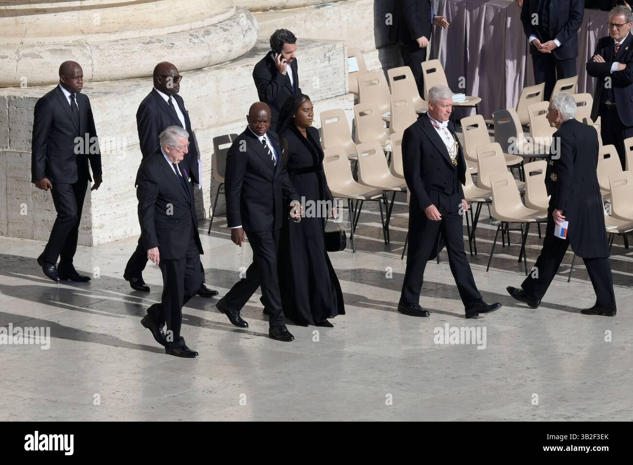 Rome, Italy. 26th Apr, 2025. Brice Oligui Nguema (R) and wife Zita ...