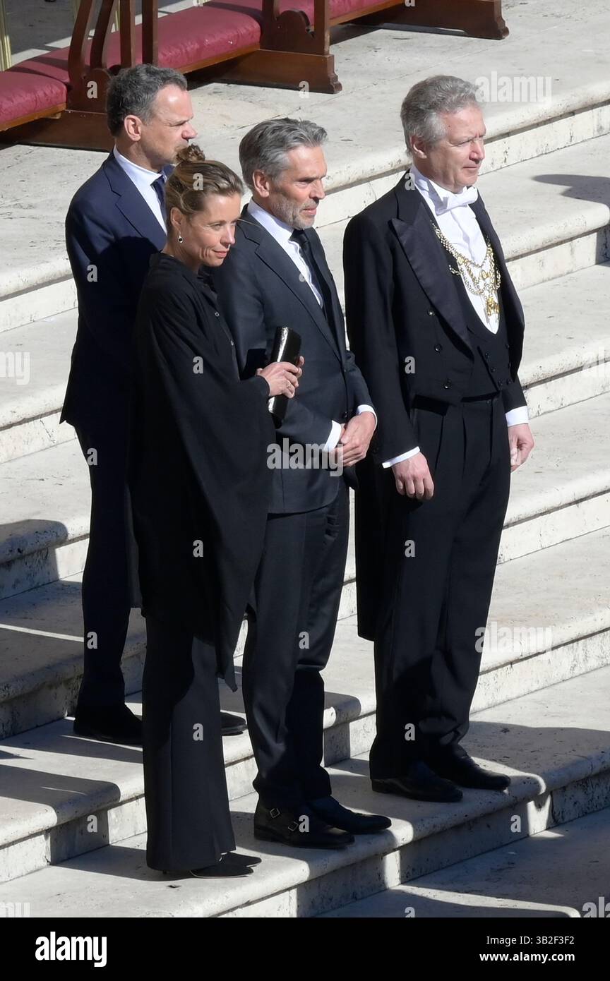 Dick Schoof (R) and wife Loes Meurs (L) attend Pope Francis' funeral at ...