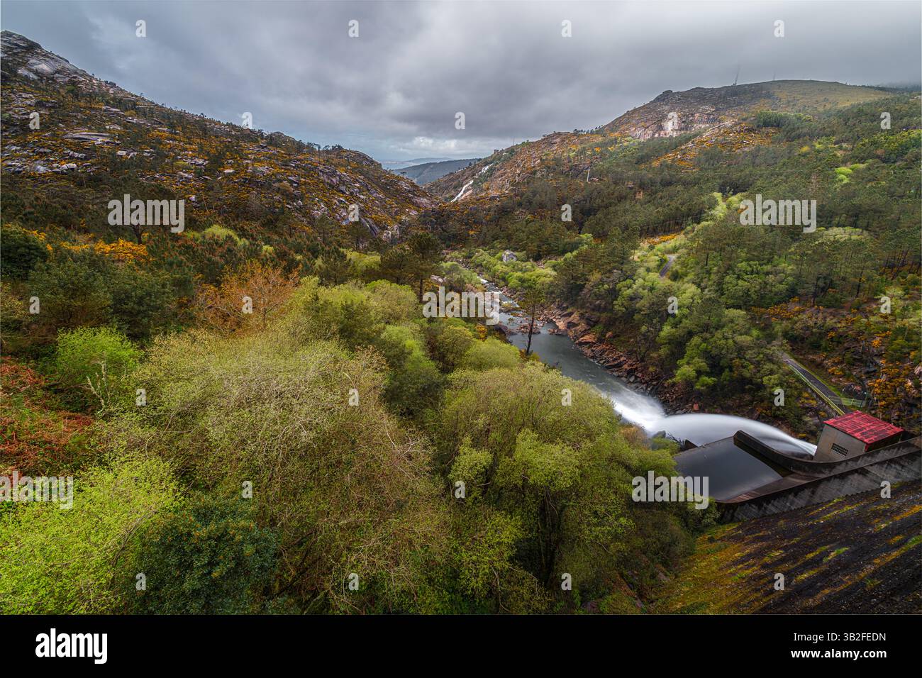 Aerial view beautiful ezaro waterfall hi-res stock photography and ...