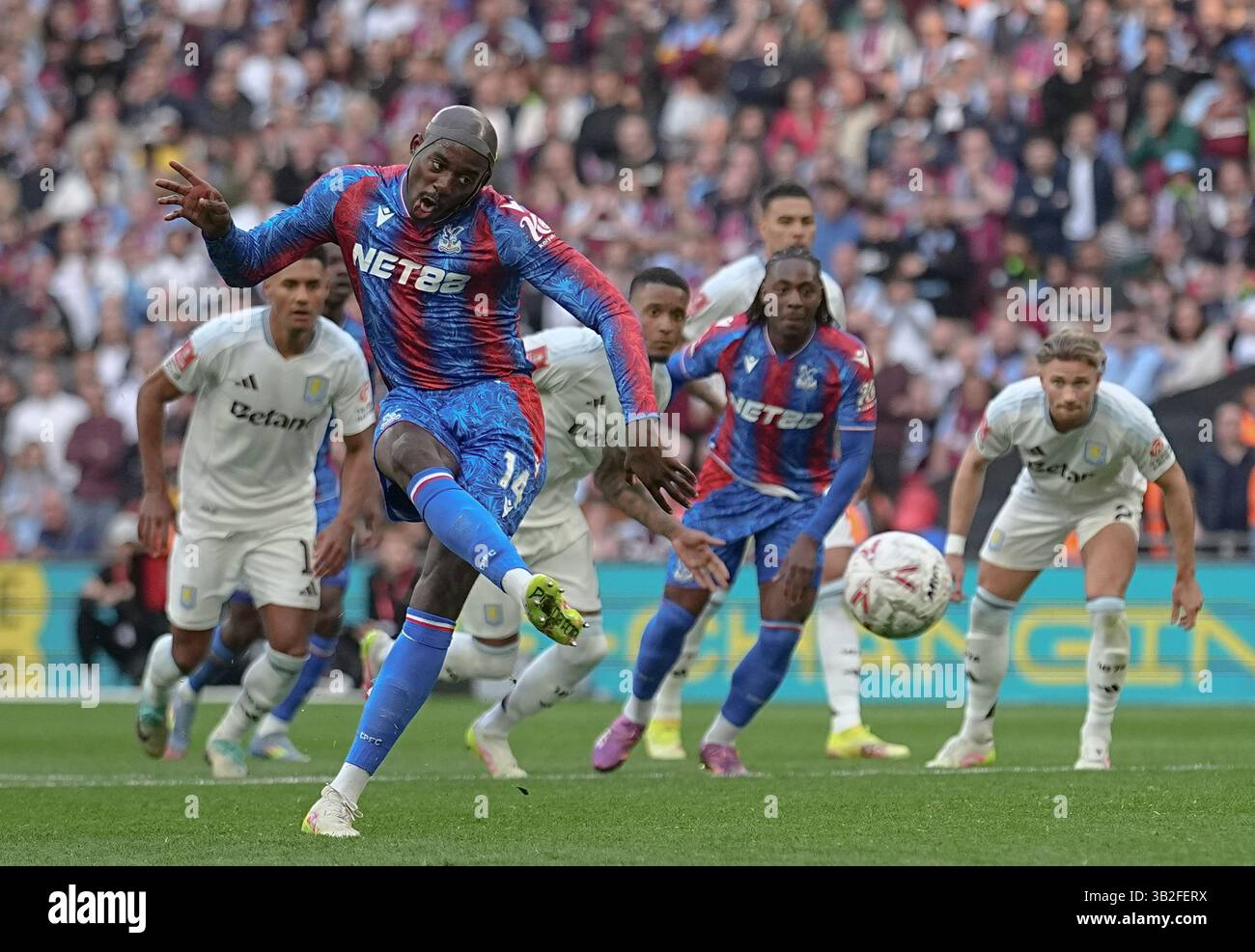 Crystal Palace's Jean-Philippe Mateta takes penalty kick that is saved ...
