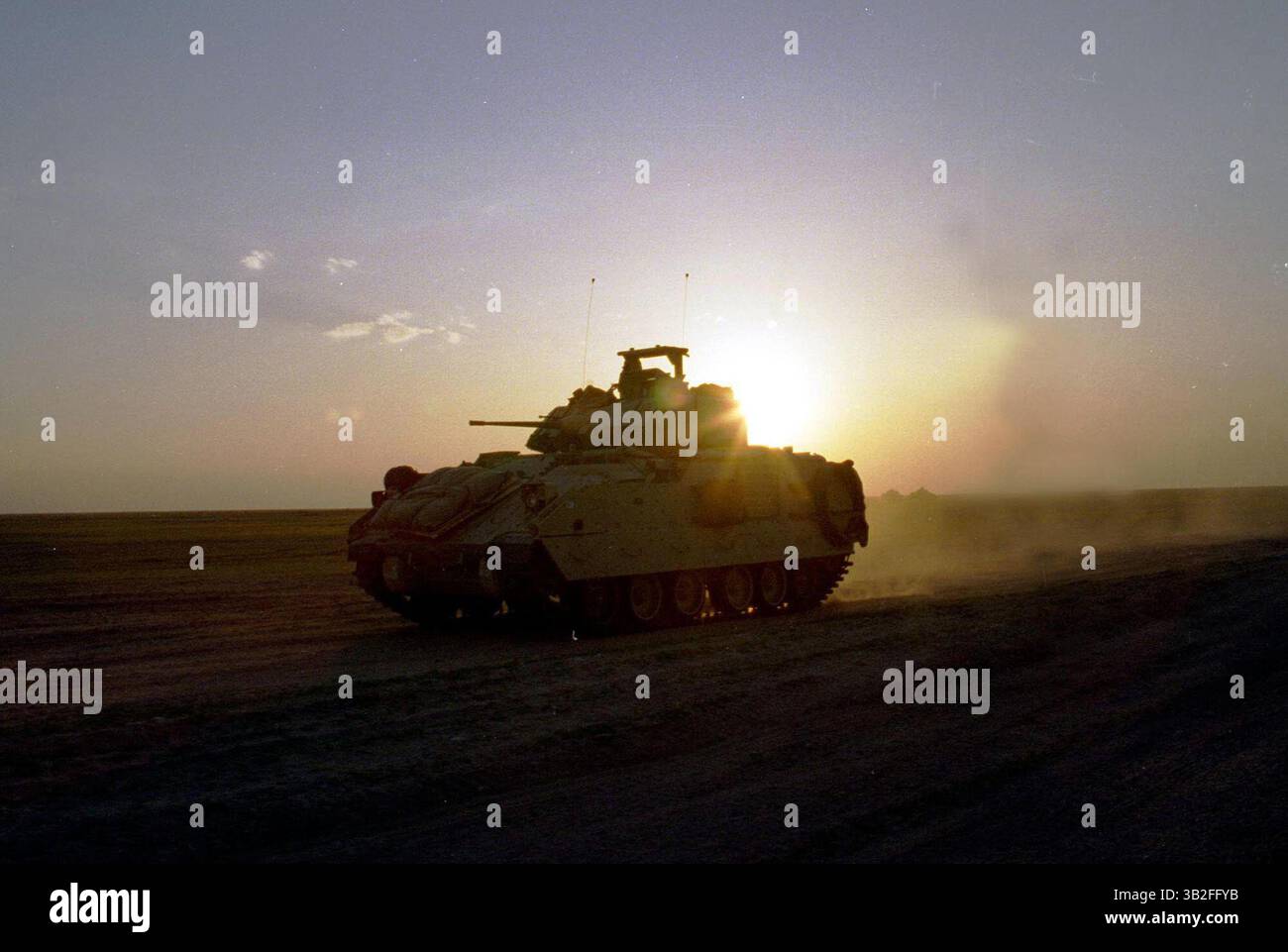 Feb 19, 1991; Camp Doha, Kuwait; US Army armor patrols the Iraqi border ...