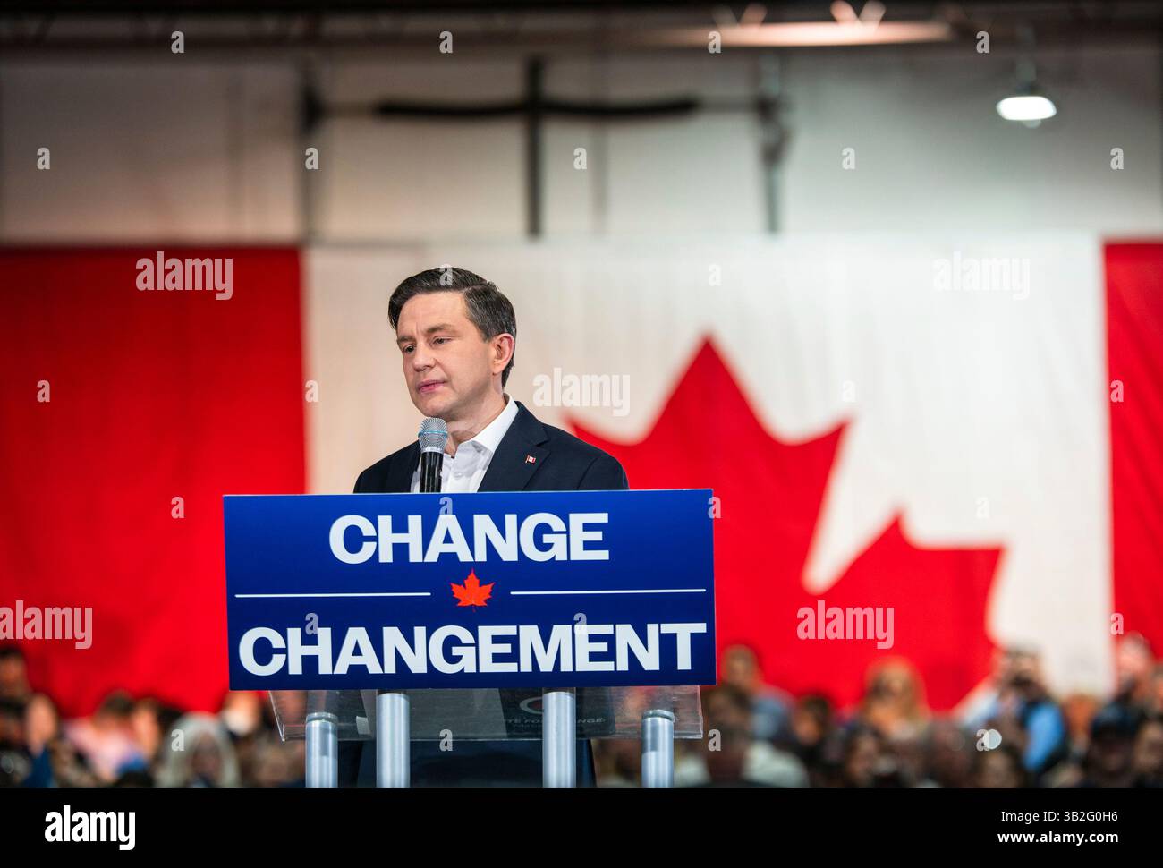 Conservative Leader Pierre Poilievre speaks at a rally in Oakville ...