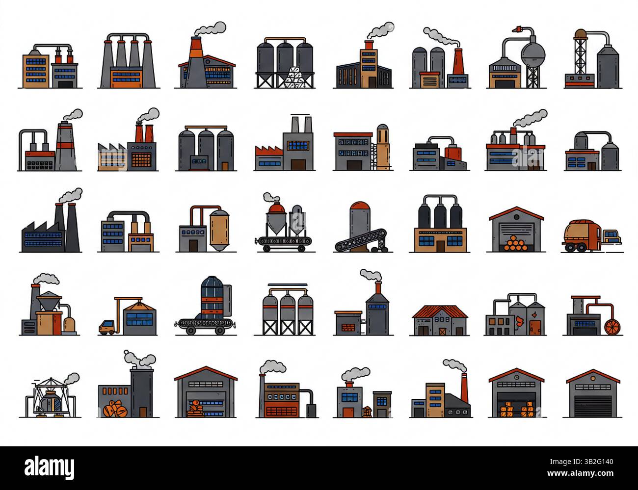 Industrial Architecture Collection with 36 Factory and Power Plant ...