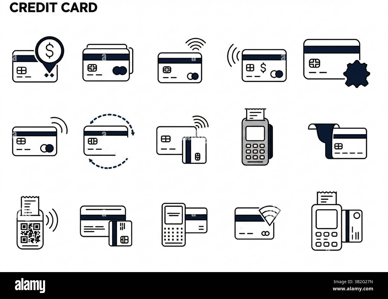 Modern credit card icons hi-res stock photography and images - Alamy