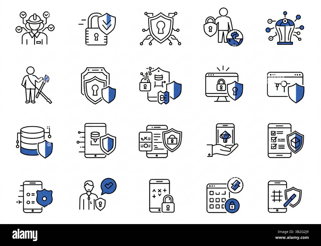 Protection Icons Set in Line-Art Style Stock Vector Image & Art - Alamy